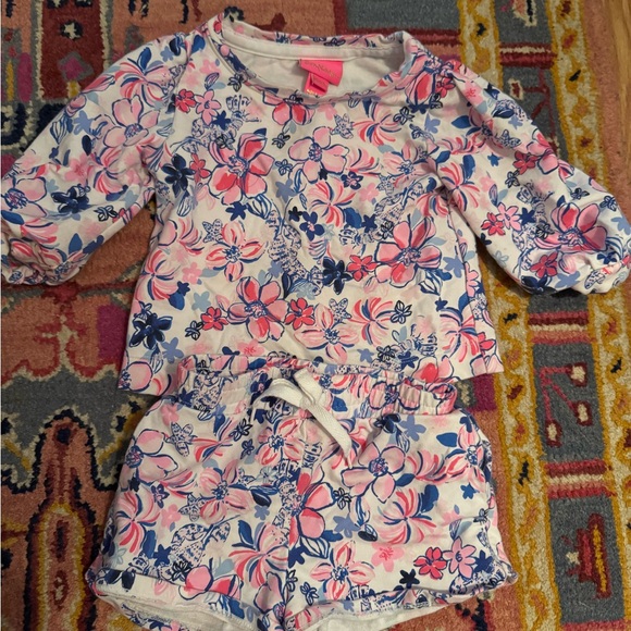 Lilly Pulitzer | Pajamas | Lilly Pulitzer Pink And Blue Floral Kids Set ...